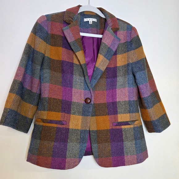 CAbi | Jackets & Coats | Cabi Plaid Wool Blend Blazer Jacket Womens 6 ...